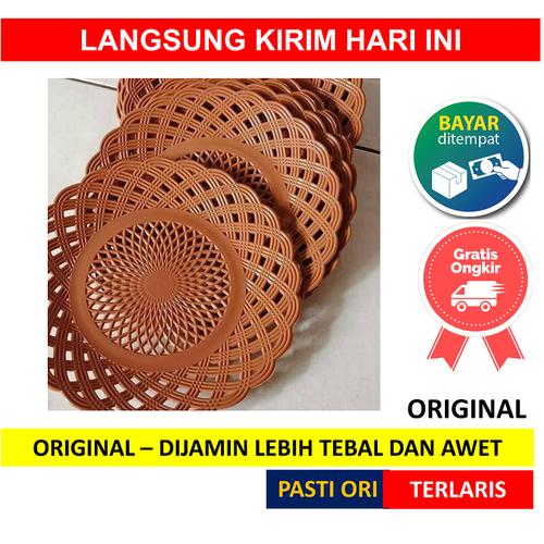 Jual [ LUSINAN ] 1 LUSIN 12 BUAH Piring anyaman Rotan Plastik isi 12pcs ...