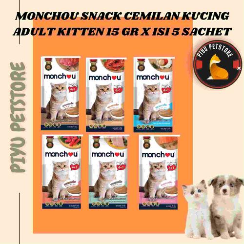 Jual MONCHOU Cemilan Kucing Dewasa Kitten Creamy Snack 15 gr x 5 Sachet - Kota Tangerang Selatan ...