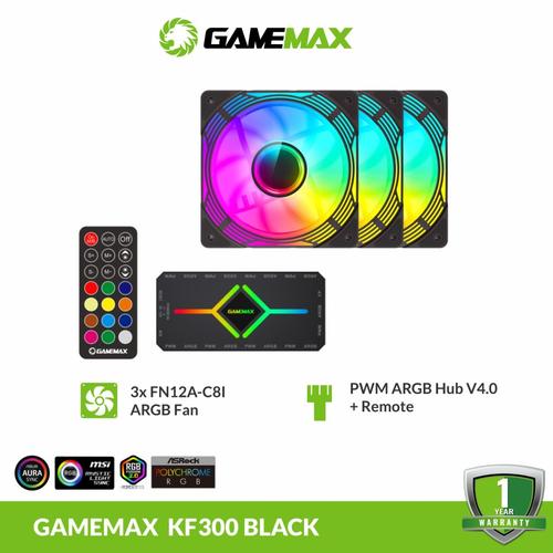 Jual Gamemax KF300 Fan casing 12Cm PWM ARGB With Remote Controller 3Fan ...