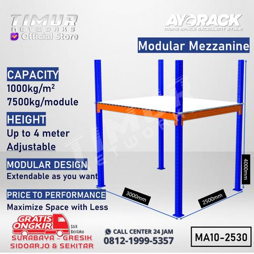 Jual PANGGUNG MEZANIN GUDANG 1 TON RAK MODULAR MEZZANINE AYORACK MA10 ...