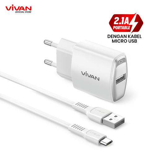 Promo VIVAN Charger Power Oval 2 Original 2.1A Free Kabel Micro USB ...