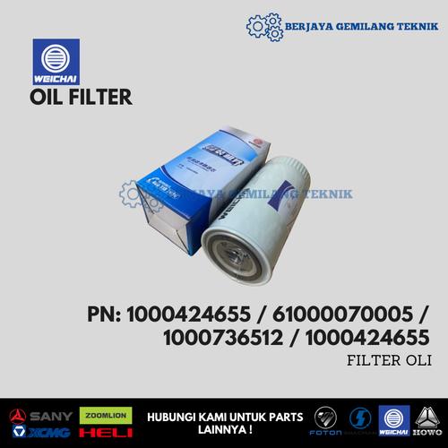 Jual 1000424655 Oil Filter Weichai HOWO Sinotruck Shacman XCMG ...