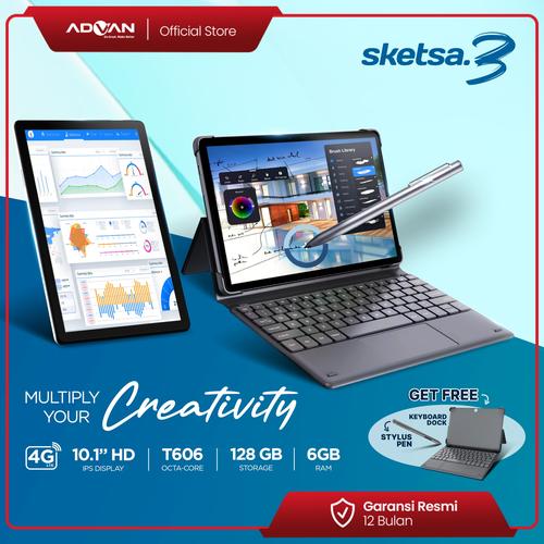 Promo (FREE KEYBOARD + STYLUS PEN) ADVAN Tablet Sketsa 3 6GB/128GB 10.1 ...