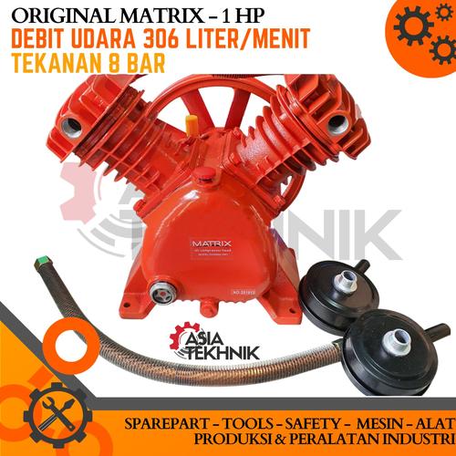 Jual Kepala Kompresor 1 Hp 8 Bar MATRIX Debit Udara 306 Liter /menit ...