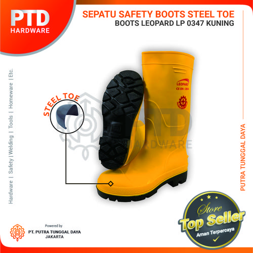 Jual Sepatu Boot Safety Karet Leopard 0347 Ujung Besi Steel Toe Proyek ...