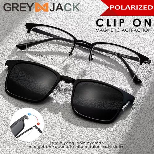 Promo Grey Jack Kacamata Clip On 2in1 Polarized Kotak TR90+METAL 8055 - Jakarta Barat - Grey ...