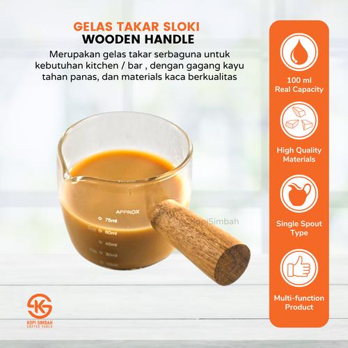 Promo Gelas Sloki Espresso Gagang Kayu 100ml Espreso Coffee Shot Glass ...