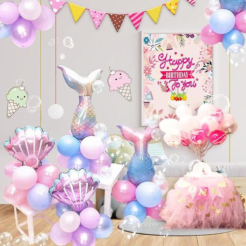 Jual [paket] set dekorasi standing balon latex foil ekor mermaid kerang ...