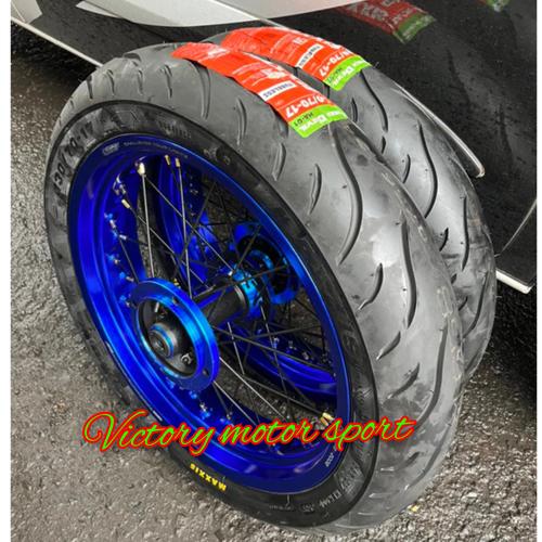 Jual velg set Supermoto CRF KLX D-Tracker wr155 plus ban. velg scarlet ...