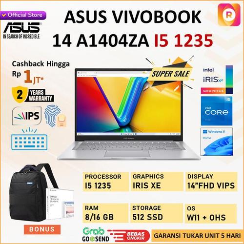 Jual Asus Vivobook 14 A1404ZA i5 1235U 16GB 512GB W11 OHS 14" FHD VIPS ...