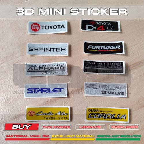 Jual STICKER MINI 3D TOYOTA ALPHARD COROLLA STARLET FORTUNER - 8 - Kab ...
