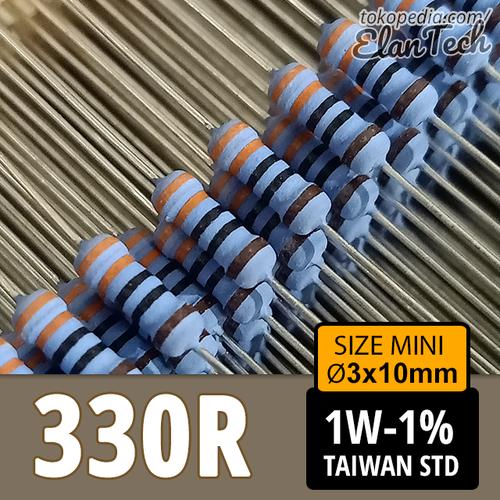 Jual Resistor 1W 330R Taiwan 1% Metal Oxide 330 Ohm Mini Size ElanTech ...