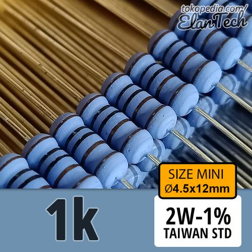 Jual Resistor 2W 1k Taiwan 1% Metal Oxide 1 Kilo Ohm Mini Size ElanTech ...