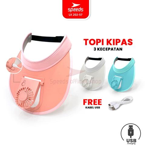 Promo SPEEDS Topi Kipas Angin USB Portable Fan Hat Traveling Outdoor ...