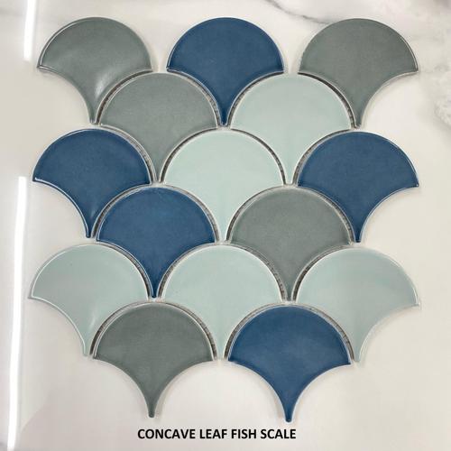 Jual MOSAIC TILE FISH SCALE BIRU PUTIH / KERAMIK MOZAIK FAN DINDING ...