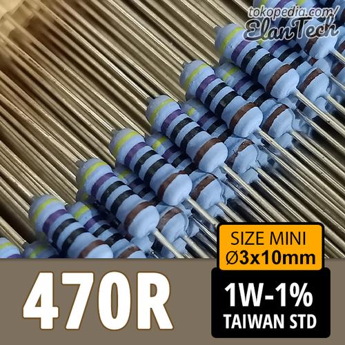 Jual Resistor 1W 470R Taiwan 1% Metal Oxide 470 Ohm Mini Size ElanTech ...