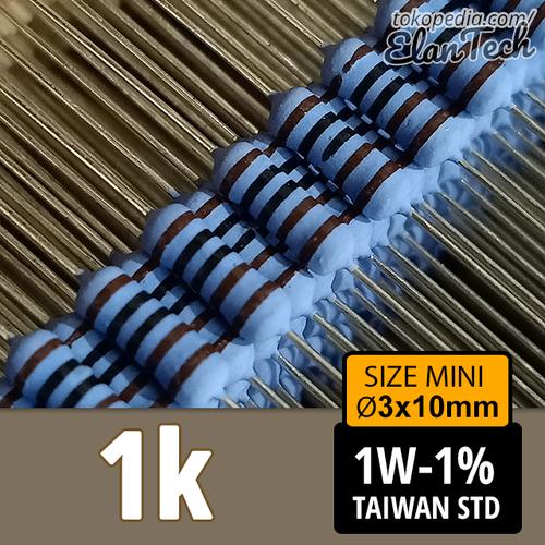 Jual Resistor 1W 1k Taiwan 1% Metal Oxide 1 Kilo Ohm Mini Size ElanTech ...
