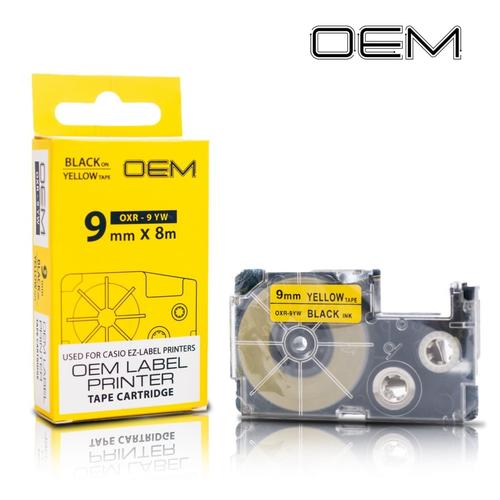 Promo OEM TAPE EZ LABEL CASIO 9MM BLACK INK YELLOW (OXR-9YW) - Kota ...