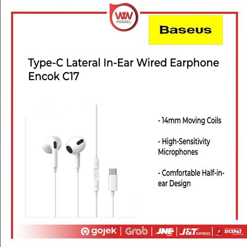 Jual Baseus Headset Handsfree Encok Type-C Wired Earphone C17 Mic ...