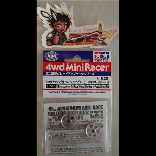 Jual 95513 Tamiya 19mm Aluminum Ball Race Rollers 6 Spokes Plastic Ring ...