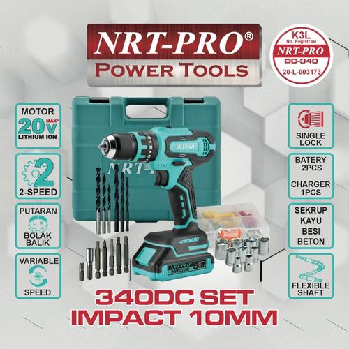 Jual NRT-pro DC340 bor cordless set Impact drill 20V Lithium Baru 5 ...