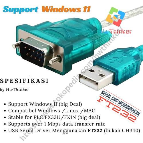 Jual Industrial USB to RS232 DB9 MALE Kabel Serial Adapter FT232 for PLC - Kota Surabaya ...