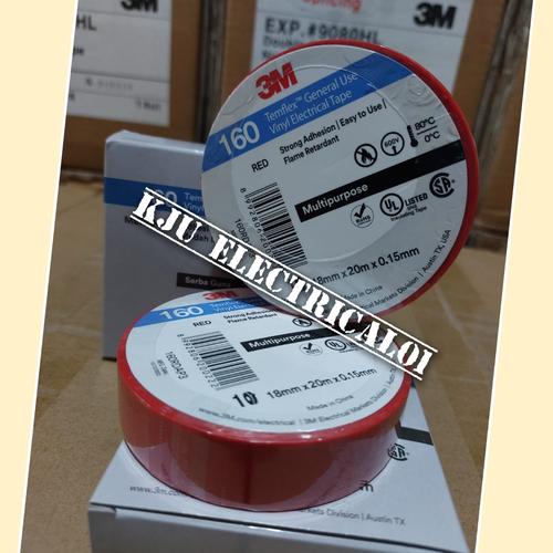 Jual 3M Scotch 160 Templex Vinyl electrical tape .isolasi kabel Red ...