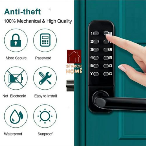 Promo Kunci pintu nomor pin manual push button doorlock - Silver ...