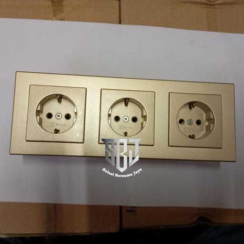 Jual Stop Kontak CP 3 Gang Broco Plano Gold - Tutup 3 gang - Jakarta ...