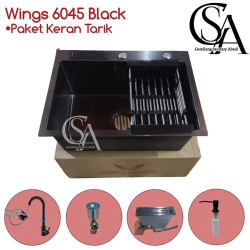 Jual Kitchen Sink Model Bolzano / Wings 6045 Black Set Lengkap Keran ...
