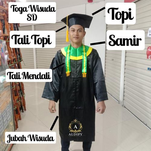 Jual Toga Wisuda SD Paket Lengkap Warna Samir Hijau List Kuning Terbaru ...