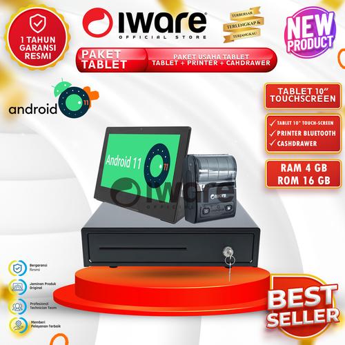 Promo Iware Paket Tablet Android Mesin Kasir + Laci + Printer Mobile USB+BT - TABLET PUTIH Cicil ...