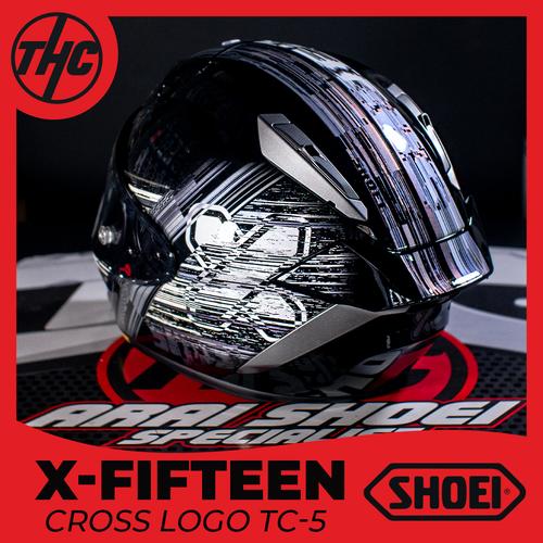 Jual SHOEI X15 CROSS LOGO TC5 BLACK WHITE FULL FACE ORIGINAL PREMIUM ...