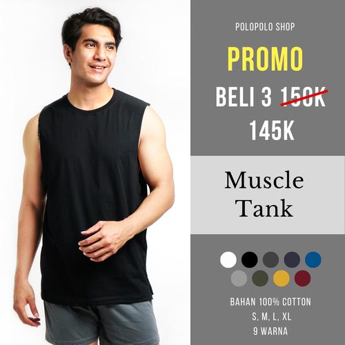 Jual Singlet kutang pria basic muscle tank top baju kaos gym - L ...