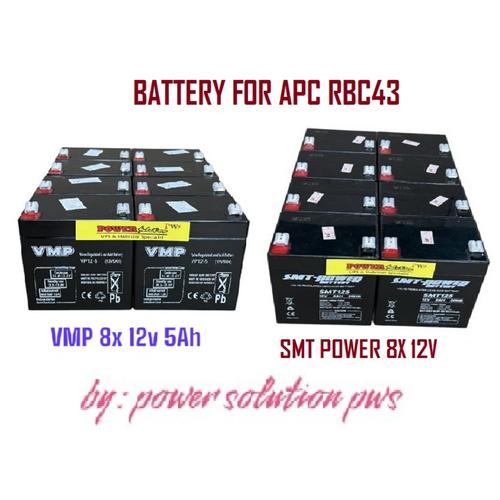 Jual BATERAI RBC43 UPS APC 2200 3000 RACKMOUNT. 8X VMP 12V 5AH ...