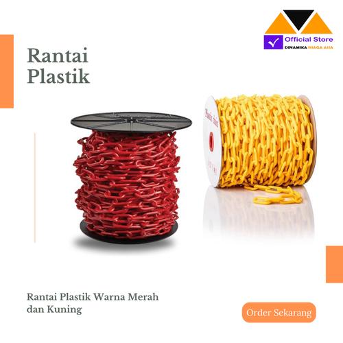 Jual Plastic Chain Rantai Plastik Warna Merah Kuning 6/8 mm x 25 Meter ...