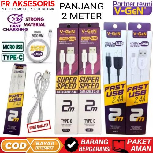 Jual Kabel Data 2 Meter Micro Usb Type C V-gen VCB-18 VCB-16 VGEN Cable ...