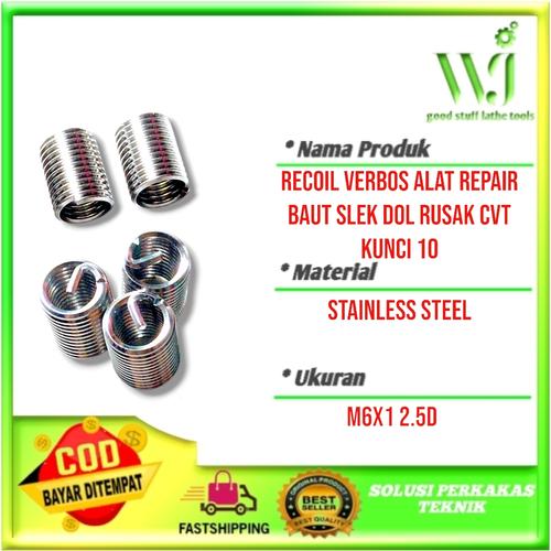 Jual recoil baut m6×1.0 2.5D helicoil drat baut verbos harga 1pcs ...