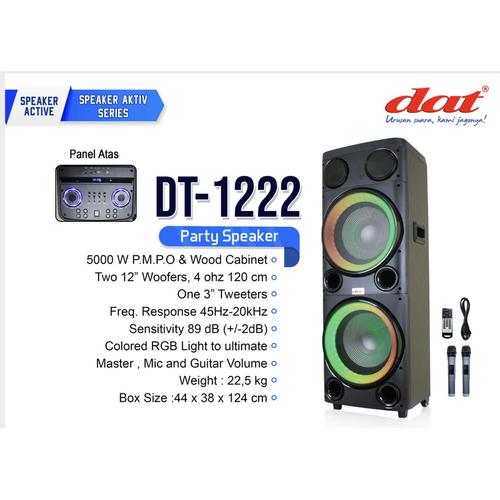 Promo Speaker DAT DT-1222 Trolley Free 2 Mic Wireless 12Inc Double ...