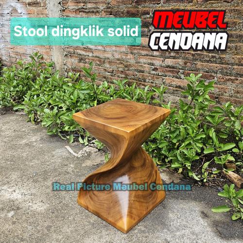 Jual kursi stool kayu utuh solid trembesi - kursi dingklik stool unik ...