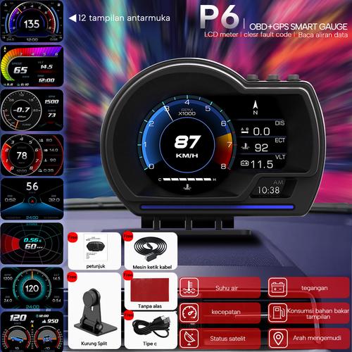 Promo Car Smart Gauge P6 OBD2+GPS Smart Mobil Layar Display Sistem HUD ...