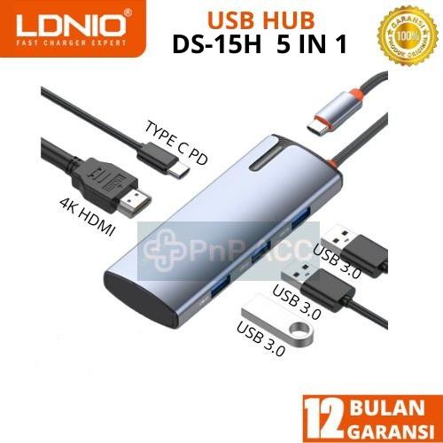 Promo LDNIO USB Hub DS15H 5 IN 1 Type C Converter USB 3.0 Type-C 4K ...