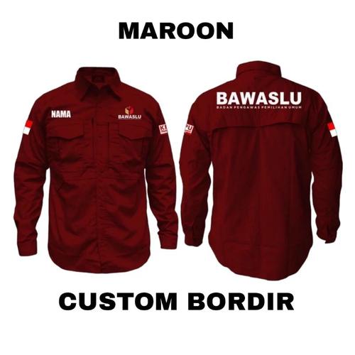 Jual kemeja custom bordir model tactical - maroon, M - Kota Bandung ...