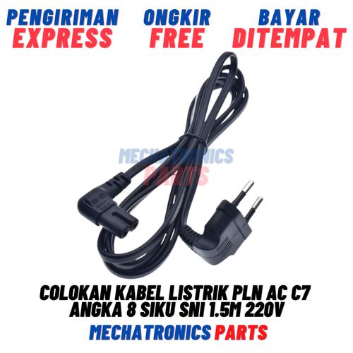 Jual Colokan Kabel Listrik PLN AC C7 Angka 8 Siku SNI 1.5M 220V Power 2pin - Kota Bandung ...