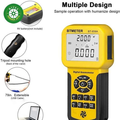 Jual Anemometer HOLDPEAK HP856A Data Logger Velocity Air Flow Wind ...