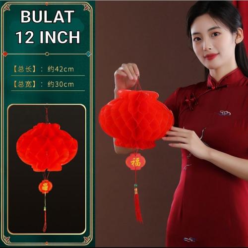 Jual Lampion Lipat Dekorasi Imlek Kertas Lampion Plastik 12Inch Warna ...