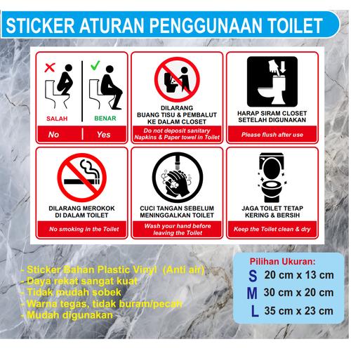 Jual Sign stiker tata cara penggunaan toilet / Aturan Penggunaan Toilet ...