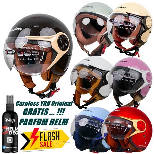 Jual Helm Cargloss YRH Hijab Retro Half Face Kaca Pilot Clear SNI All ...