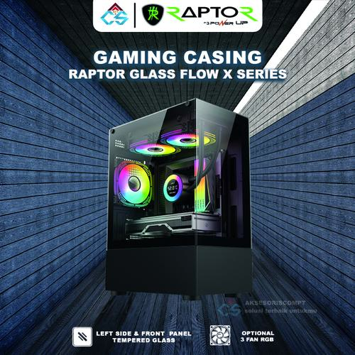 Jual Gaming Casing Raptor Glass Flow X Black Series - Casing Gaming ...