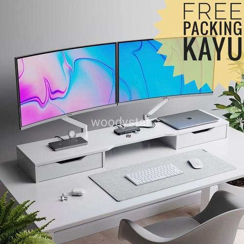 Jual DS05 Desk shelf Stand monitor rak monitor tatakan monitor - Putih ...